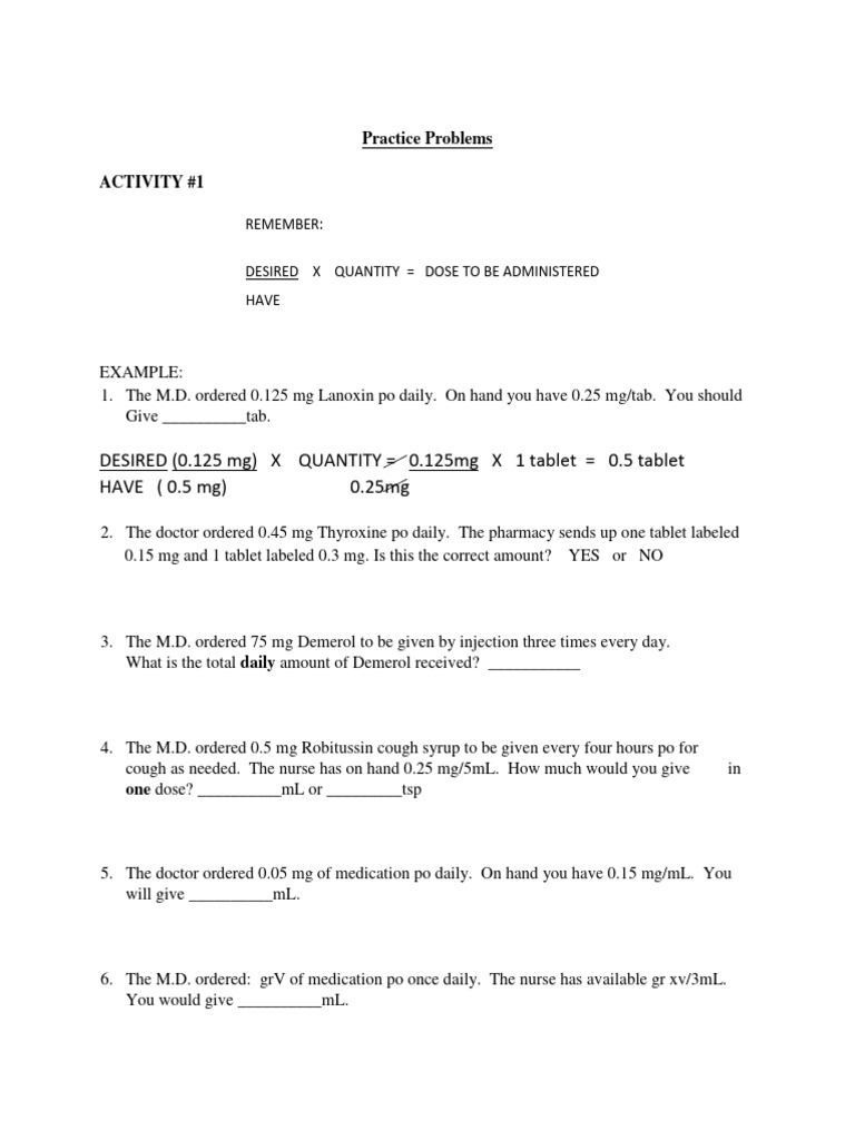 Practice Problems Part 1 | PDF | Dose (Biochemistry) | Chemistry