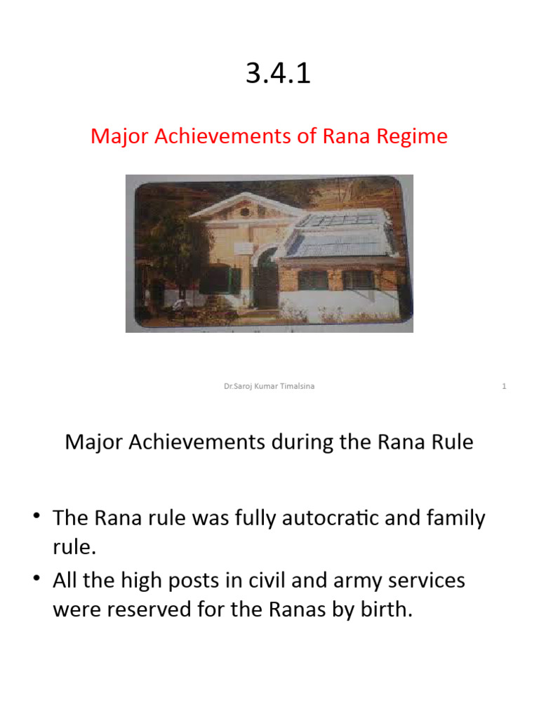 3.4.1 Achivements of Rana Rule | PDF | Nepal