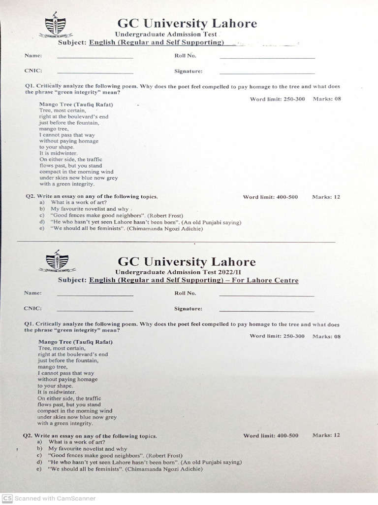 BS English SamplePaper | PDF