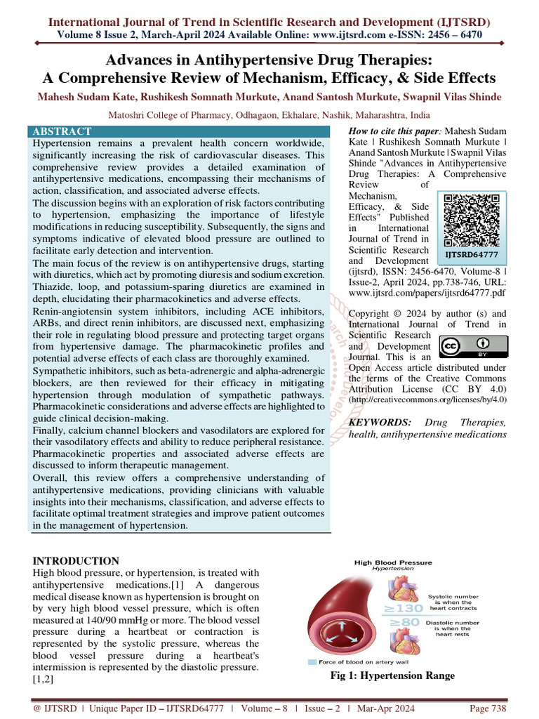 Advances in Antihypertensive Drug Therapies A Comprehensive Review of ...