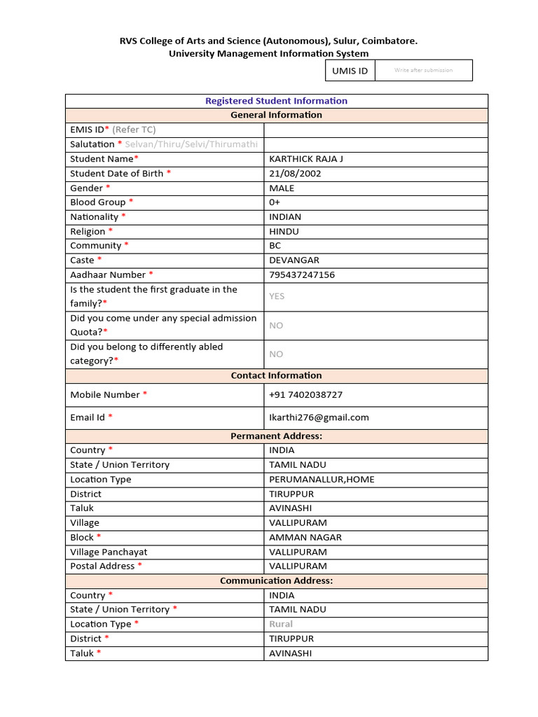 Umis Data Sheet - Rvscas | PDF