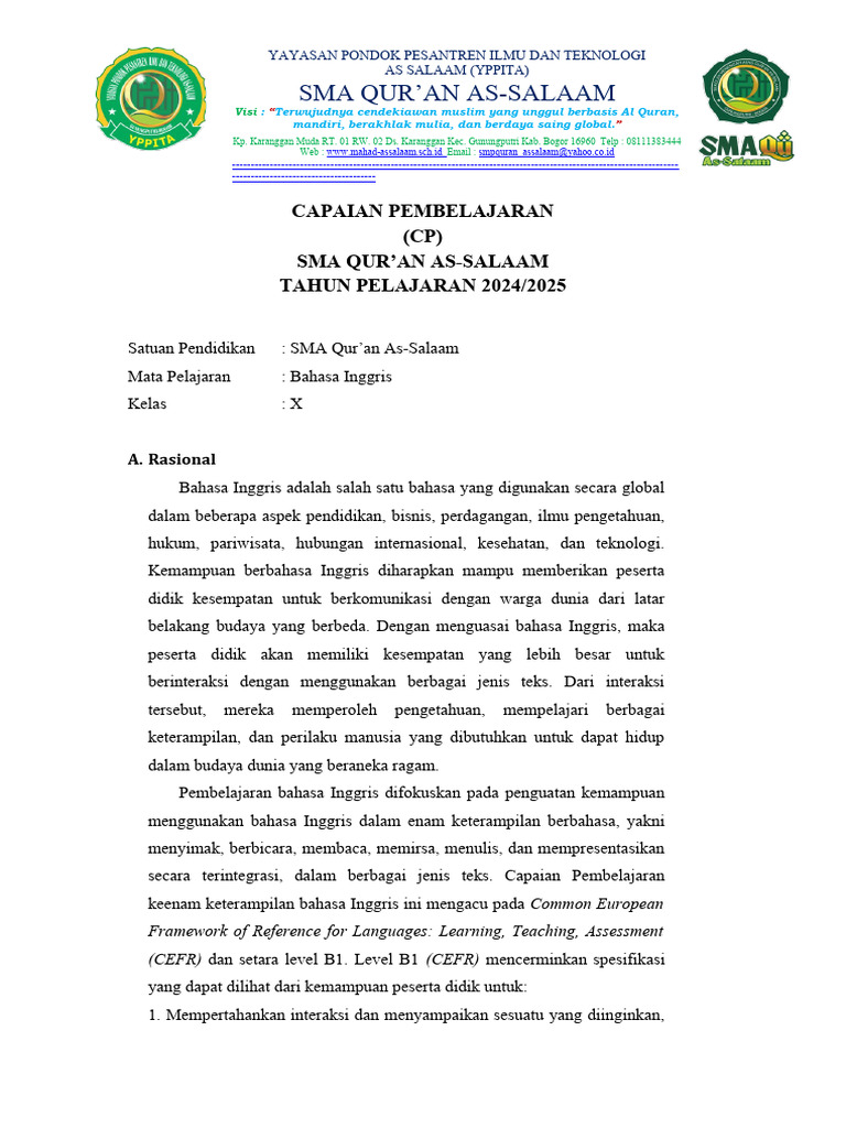 CP Sma Bing X Sma | PDF | Karier & Perkembangan | Seni & Disiplin Bahasa