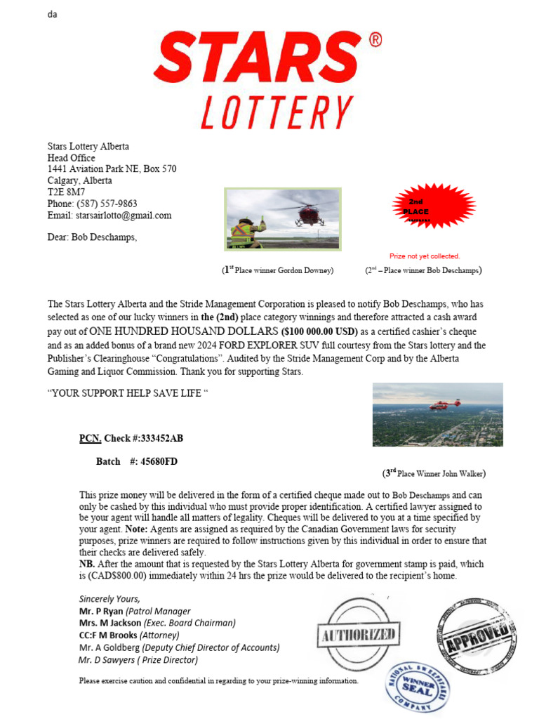 Stars Lottery | PDF | Lottery | Cheque