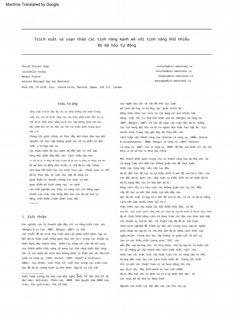 Icml 2008 Denoising Autoencoders | PDF