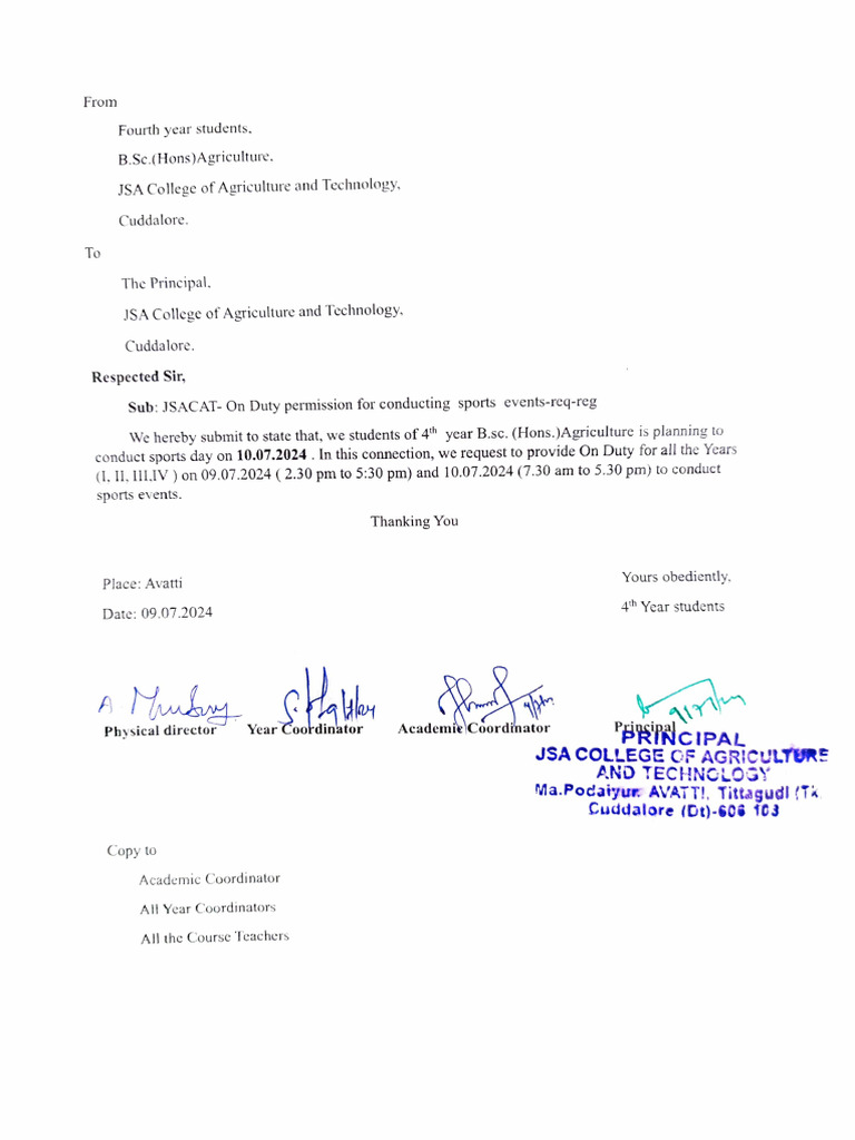 Sports Day Od Letter 2024 | PDF | Academic Degree | Qualifications
