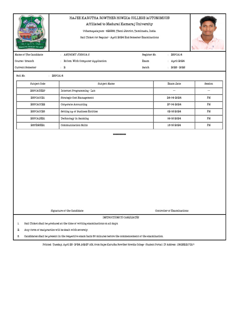 The Joshua Hall Ticket | PDF | Computing