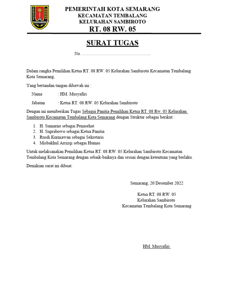 Tugas Panitia Pemilihan Ketua RT 08 | PDF