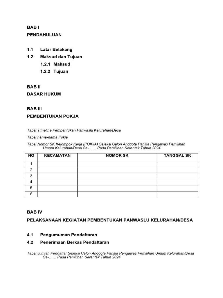 Format Laporan Pembentukan PKD Pemilihan 2024 | PDF