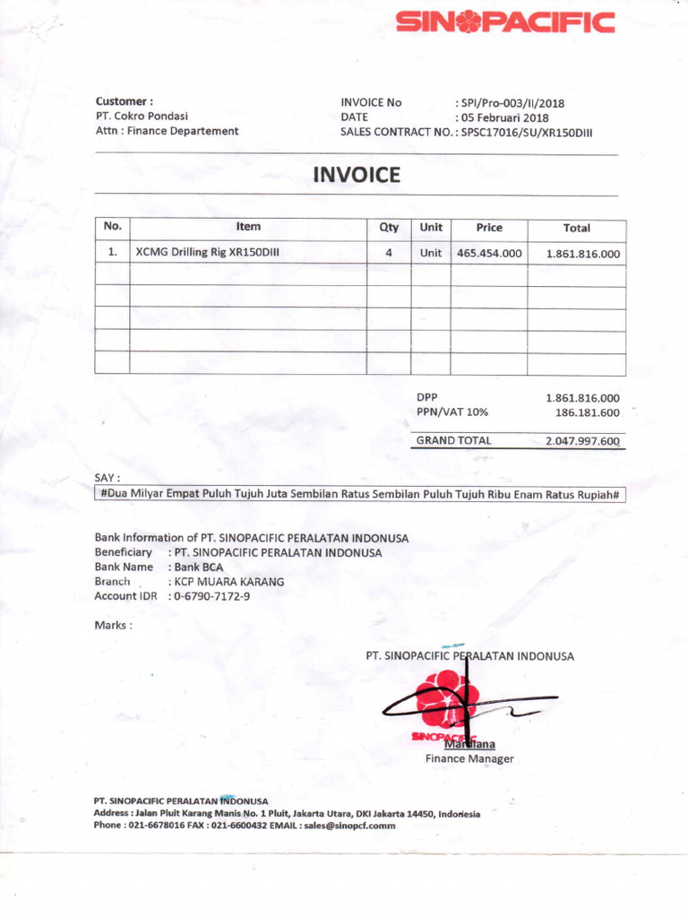 Invoice XCMG0001 | PDF
