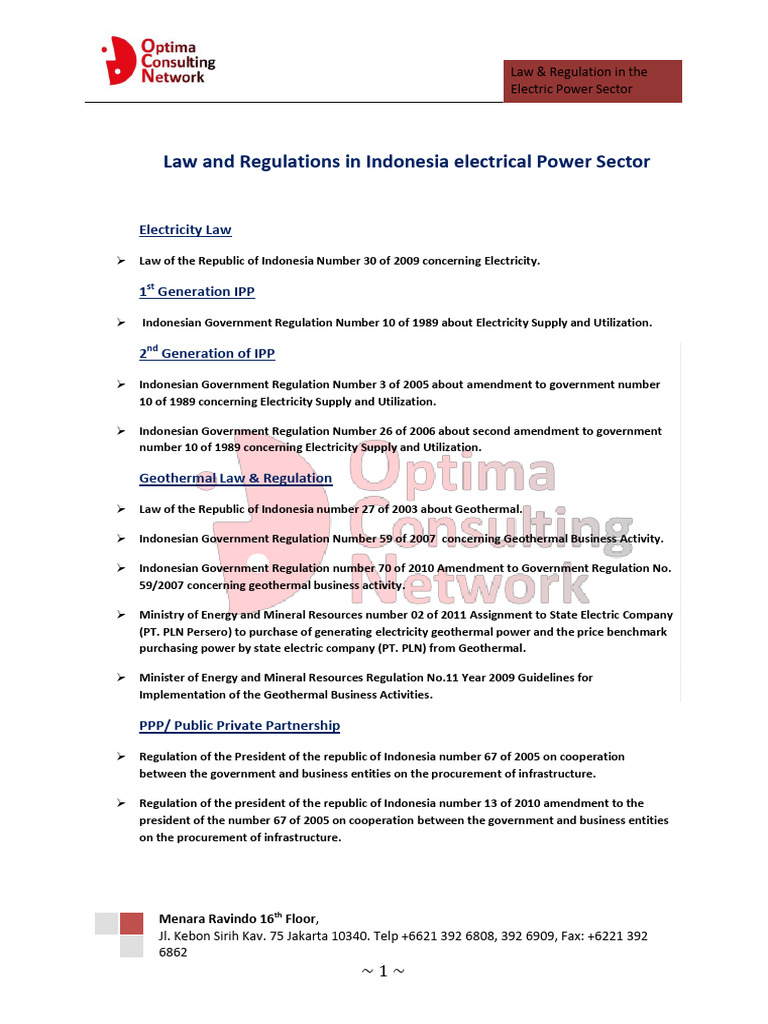 Law & Regulation On Electricity | PDF | Economies | Electric Power