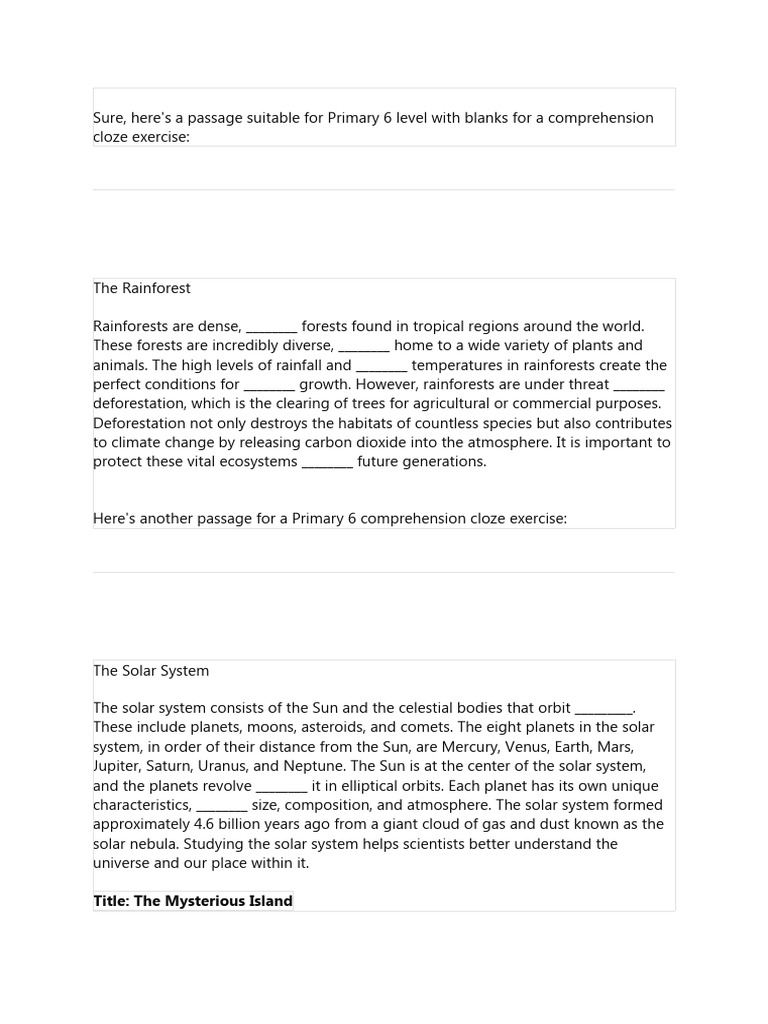 comprehension cloze | PDF | Solar System | Planets
