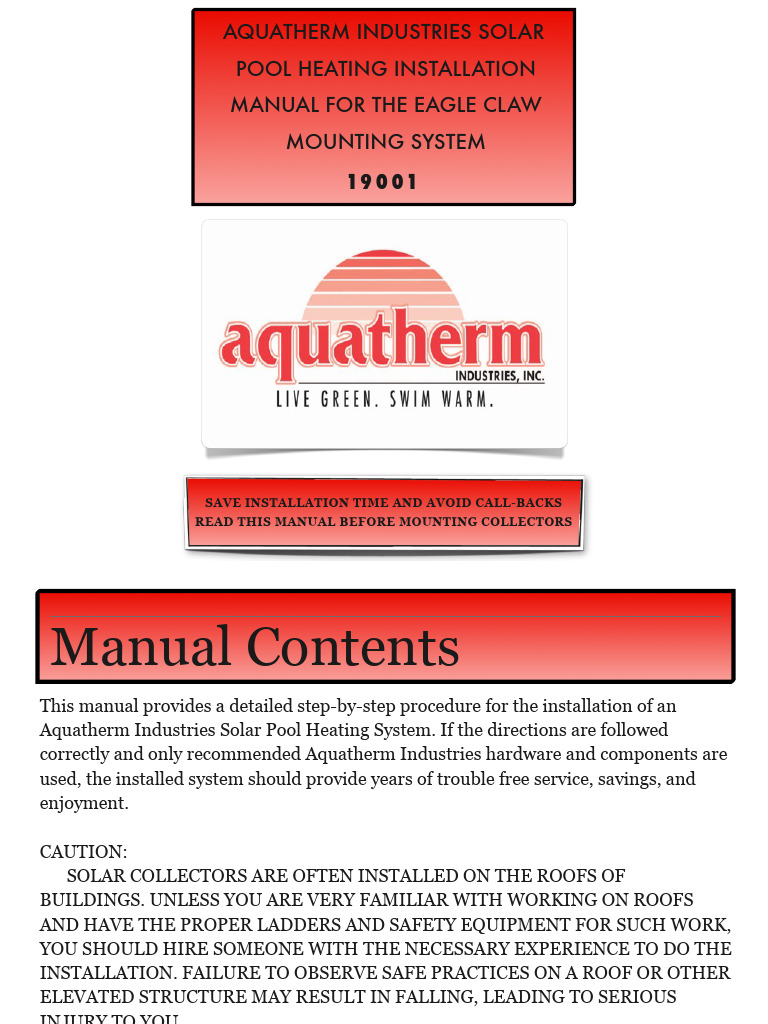 Aquasol Solar Installation Guide | PDF | Valve | Pipe (Fluid Conveyance)
