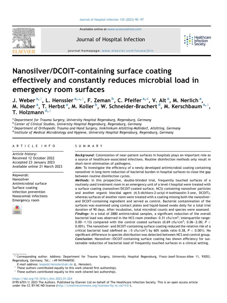Nanosilver DCOIT Containing Surface Coating Effect | PDF | Methicillin ...