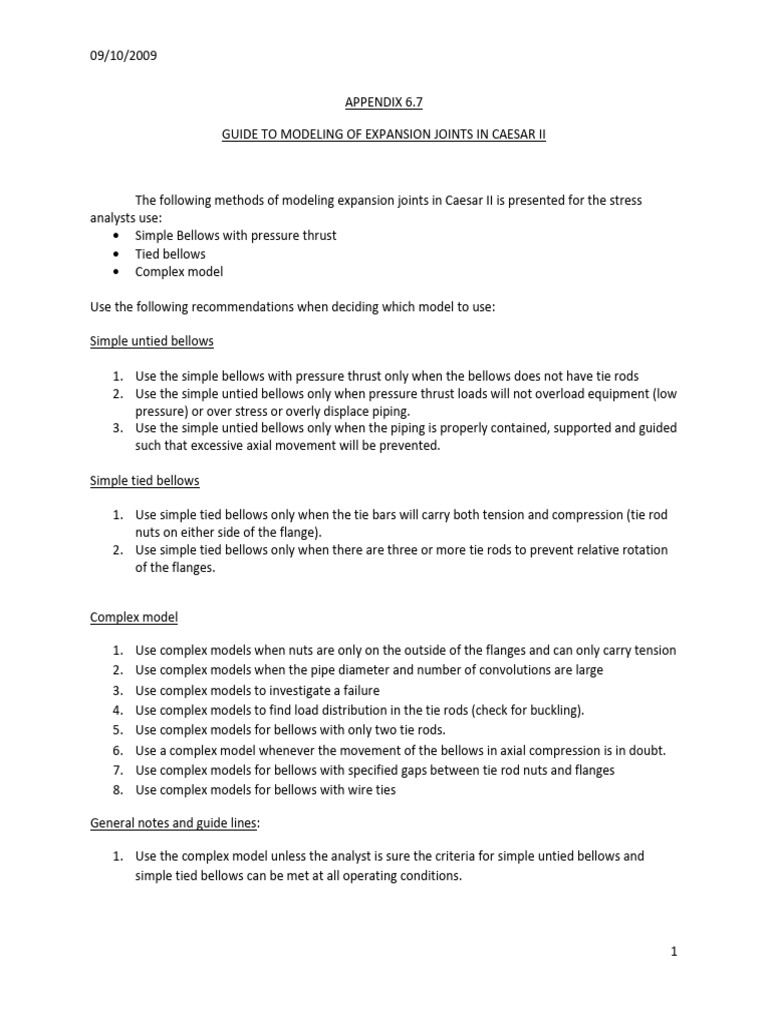 Appx 6.7 Guide To Modeling of Expansion Joints in Caesar Ii | PDF | Mechanical Engineering ...