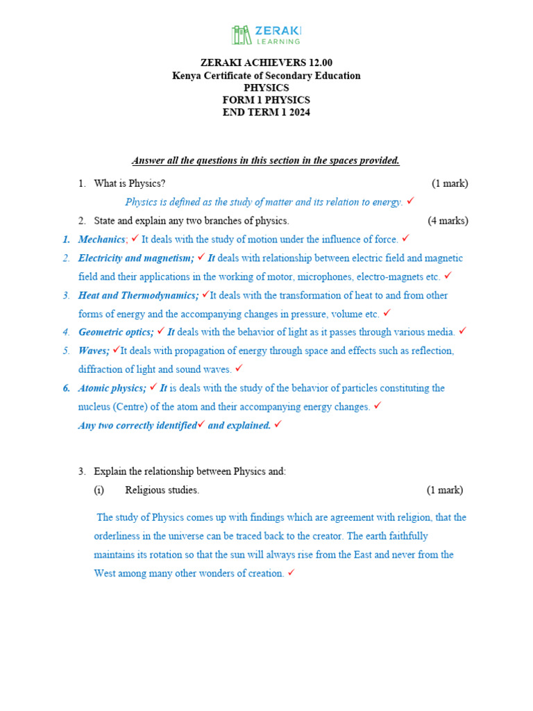 Physics Physics Marking Scheme Pdf Physics Density