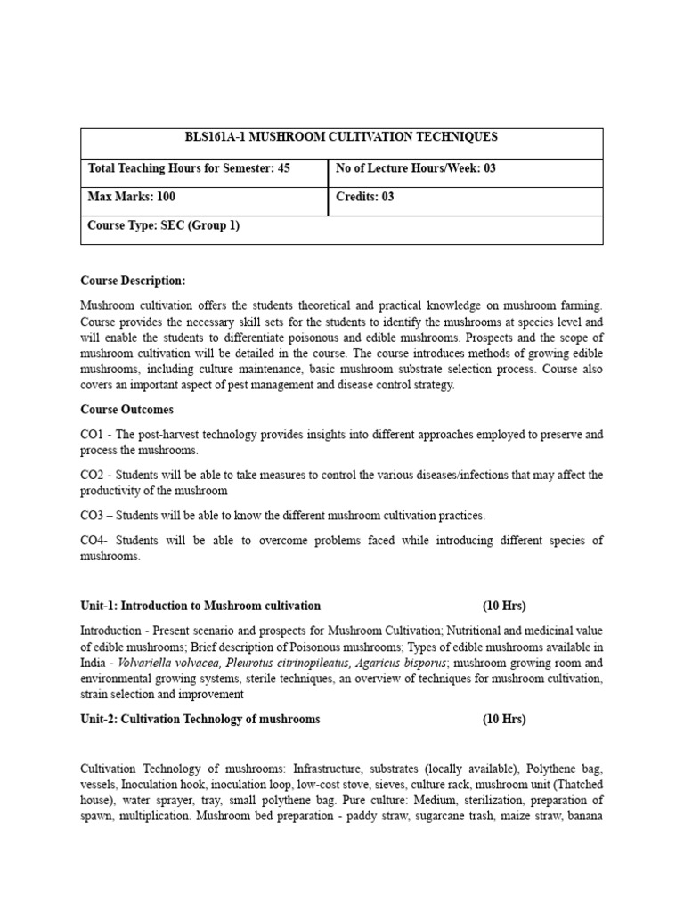 SEC Courses Syllabus (I BSC) | PDF | Bees | Beekeeping