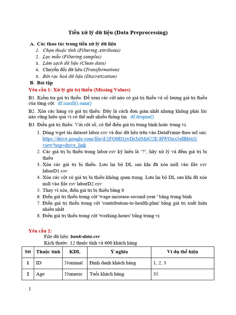 Lab02 Tiền xử lý dữ liệu Python | PDF