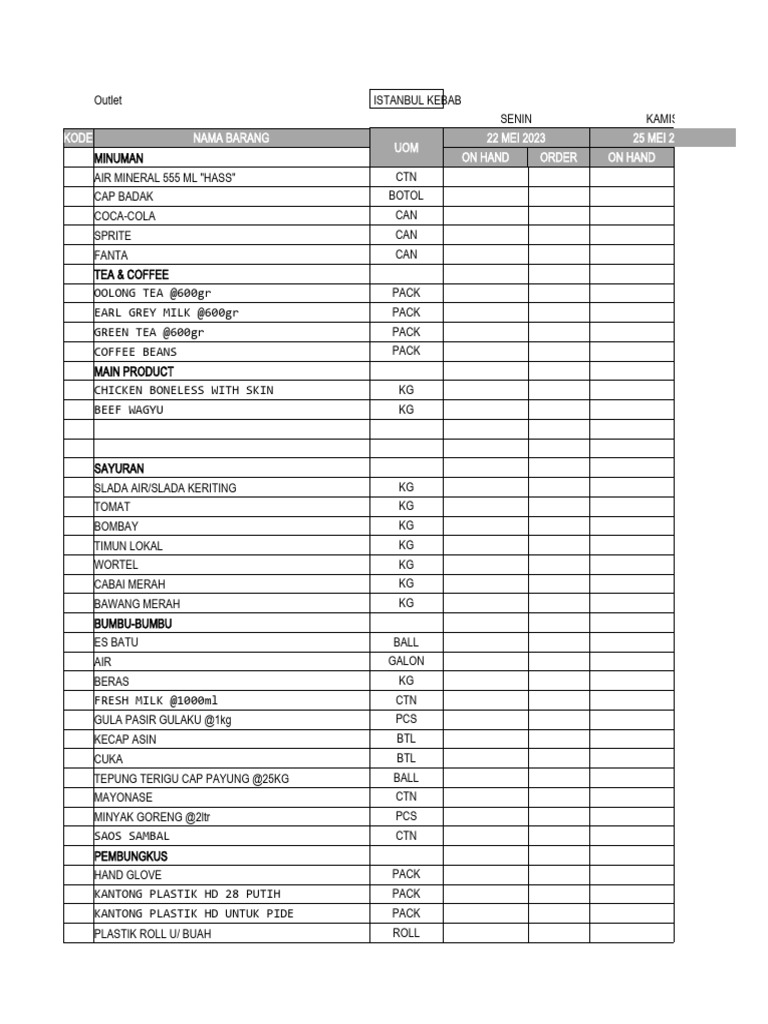Form Order Suplier | PDF