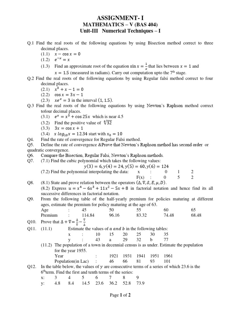 ASSIGNMENT-I (unit-III) Maths For Btech Biotech | PDF | Mathematical Relations | Mathematics