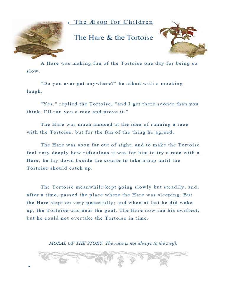 The Tortoise and the Hare Fable | PDF