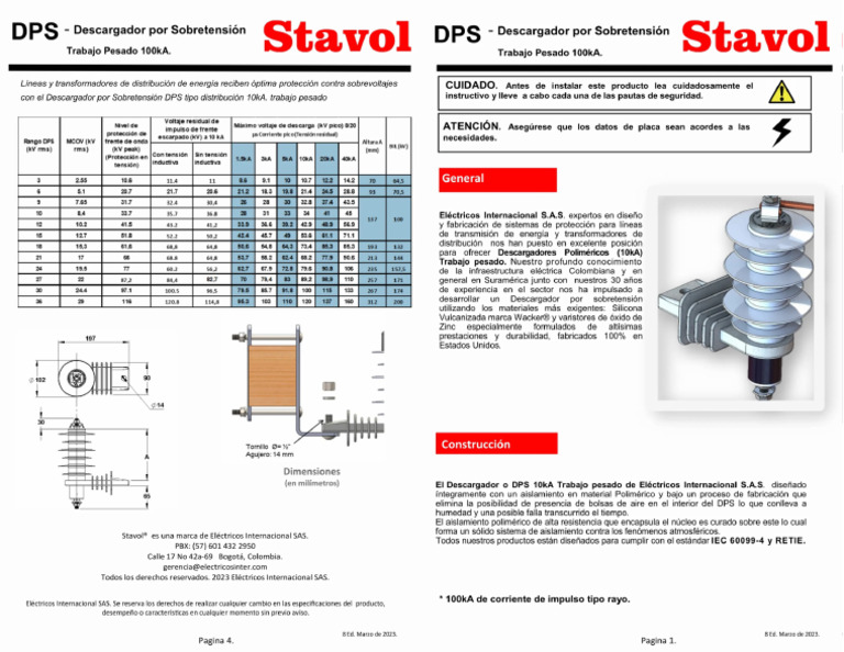 Ficha Tecnica DPS Stavol | PDF