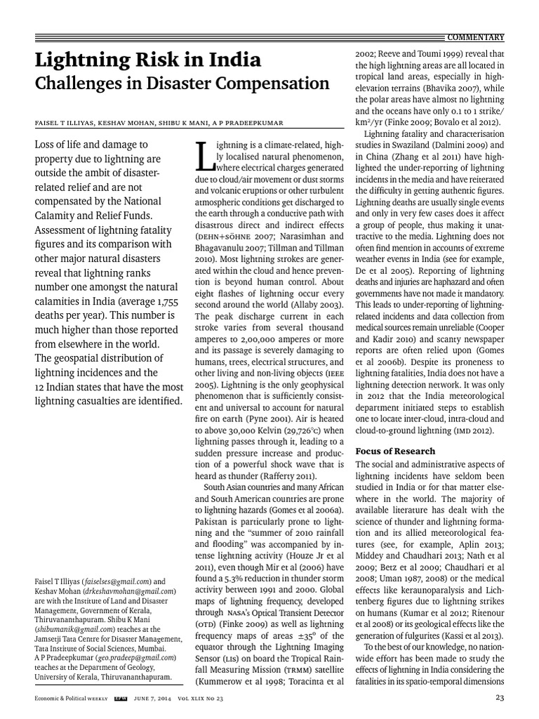 Lightning Risk in India Challenges in Di | PDF | Lightning | Natural ...