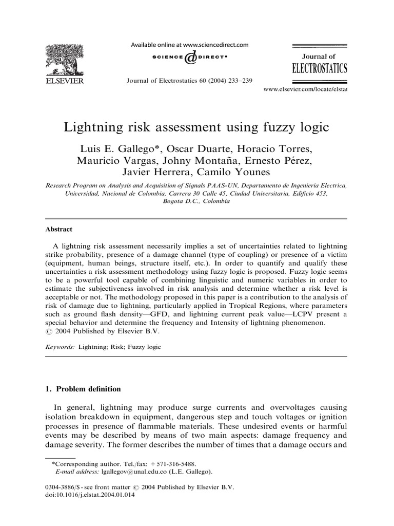 Lightning Risk Assessment Using Fuzzy Lo | PDF | Fuzzy Logic | Risk