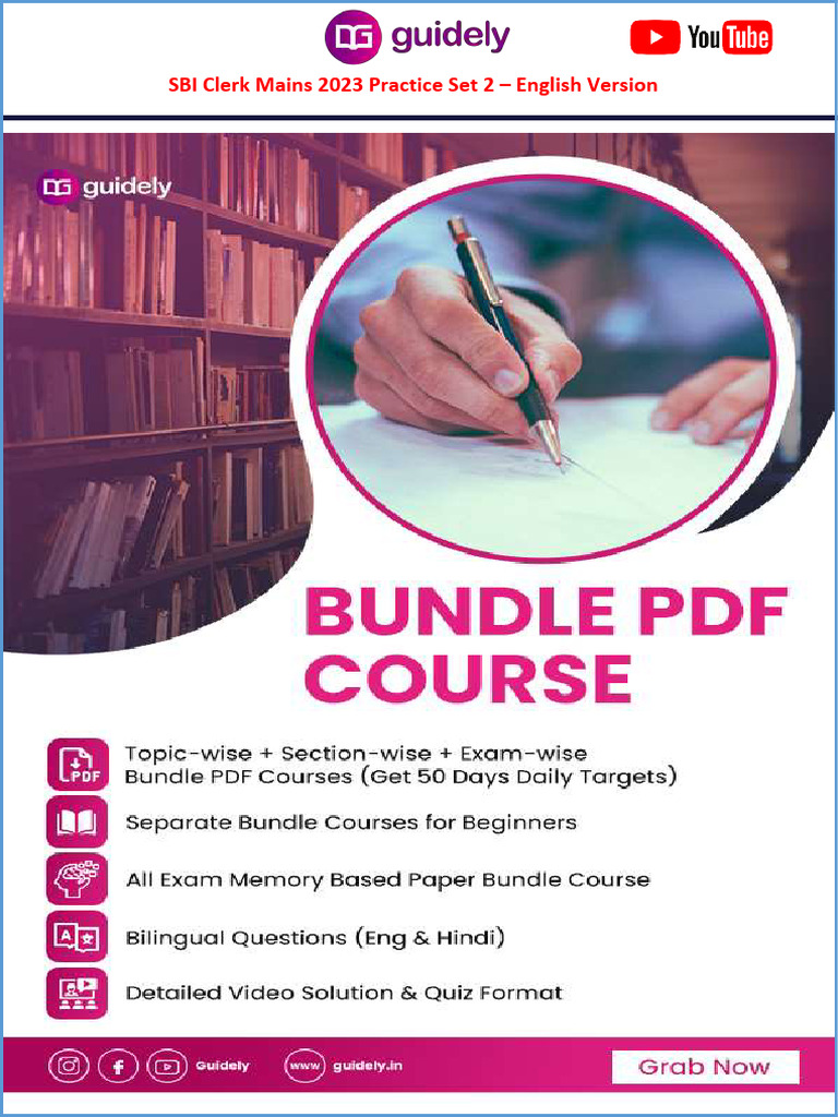 Sbi Clerk Mains Practice Set 2 English Version | PDF | Narendra Modi | China