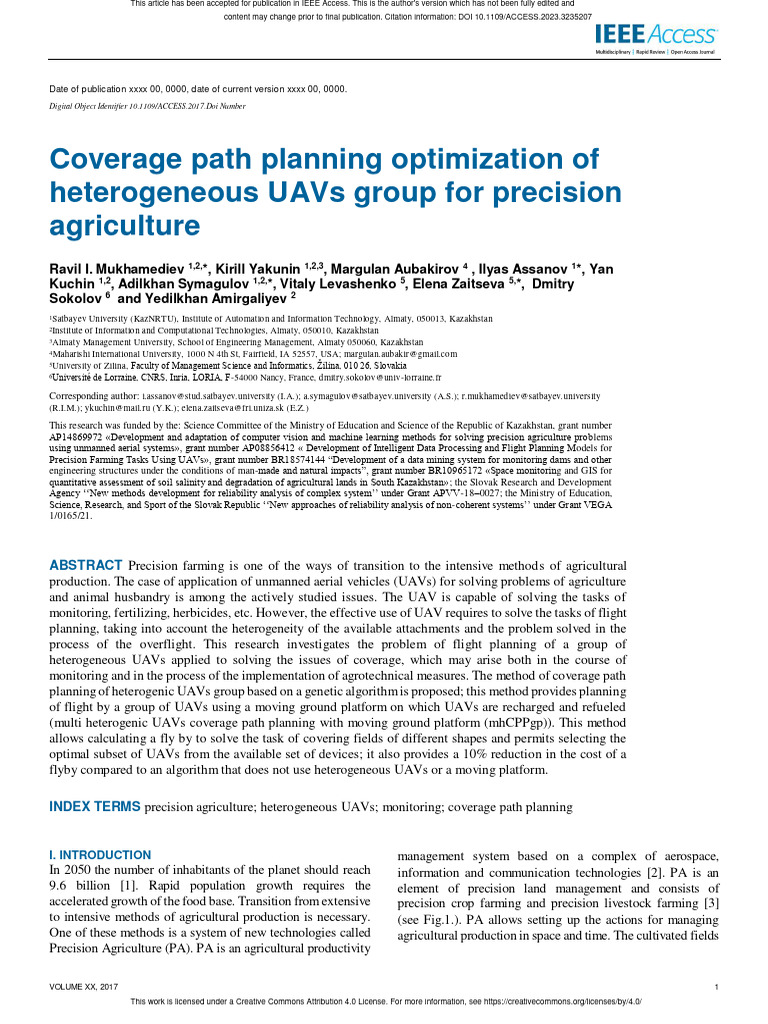 Coverage Path Planning Optimization of Heterogeneo | PDF | Unmanned Aerial Vehicle ...