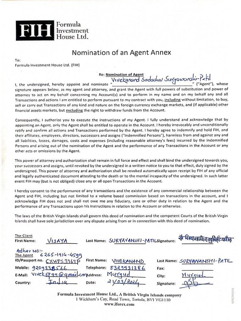 Nomination of Agent Annex | PDF