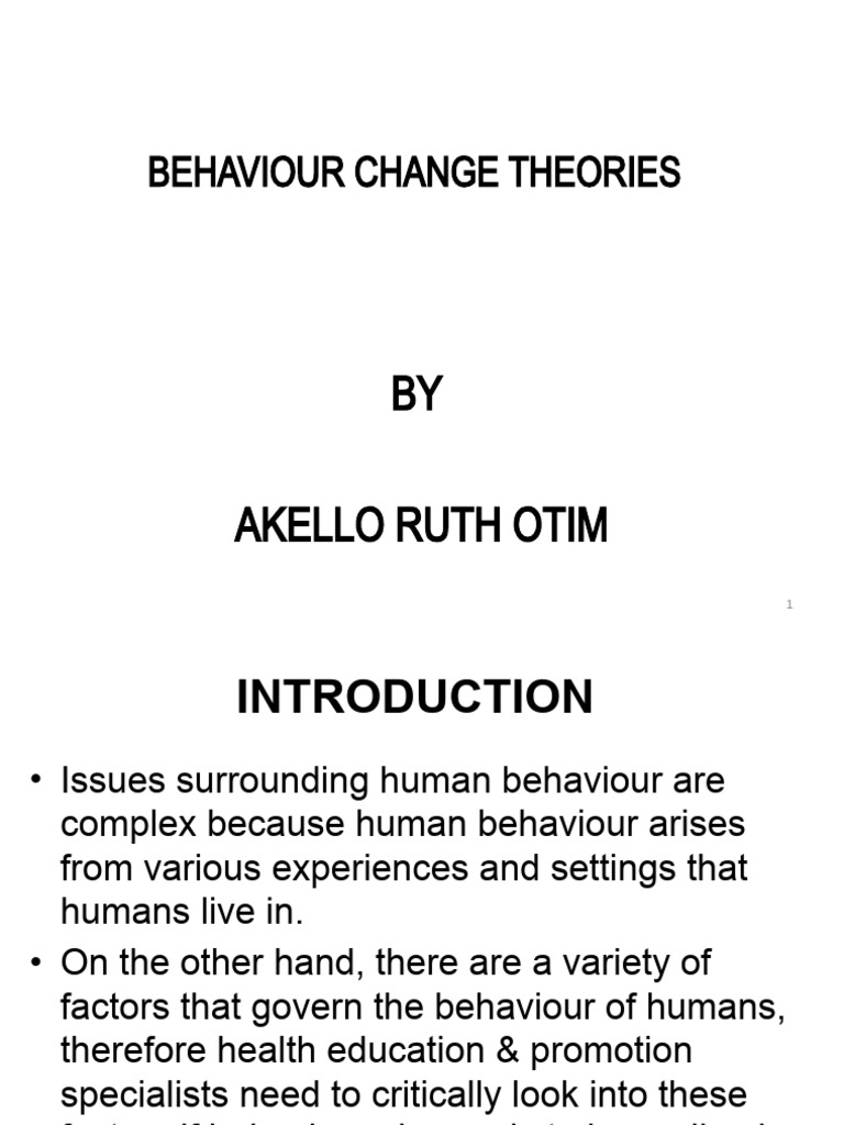9 Behaviour Change Theories | PDF | Behavior | Intention