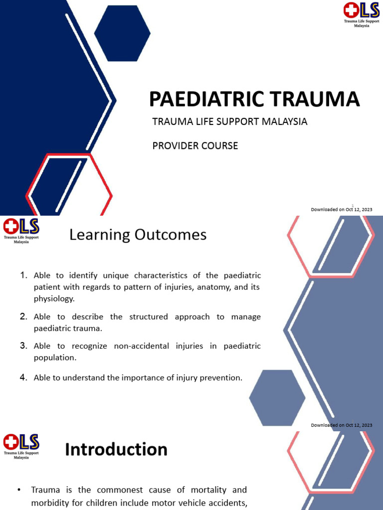 Pediatric Trauma Management Course Guide | PDF | Major Trauma | Blood ...