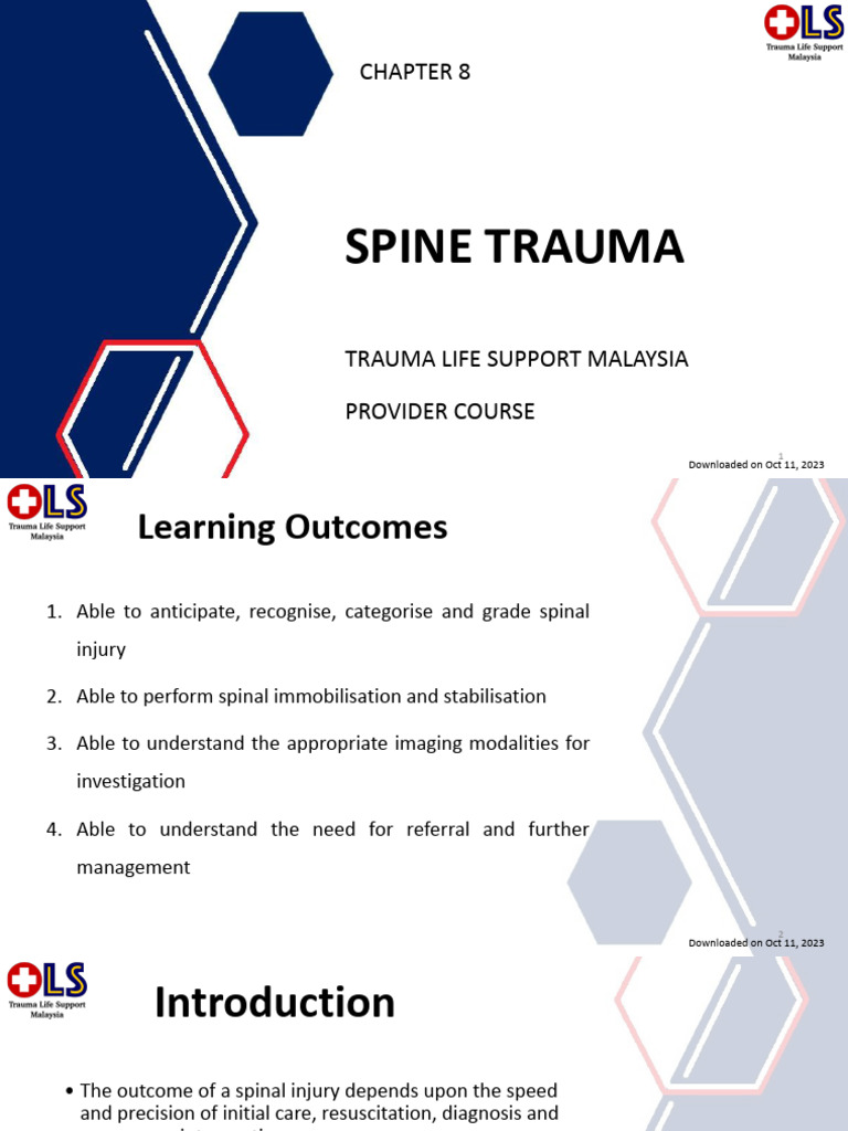 TLSM Chapter 8 - Spine Trauma | PDF | Vertebral Column | Spinal Cord Injury