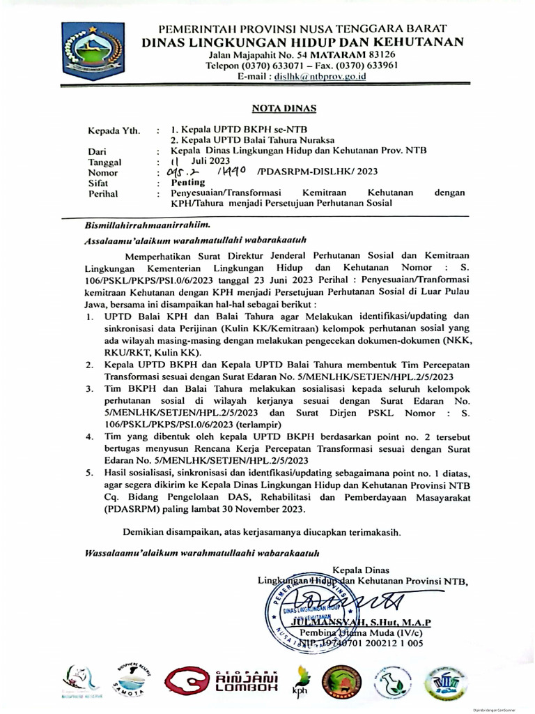 Nota Dinas Transformasi KK MNJD PPS | PDF