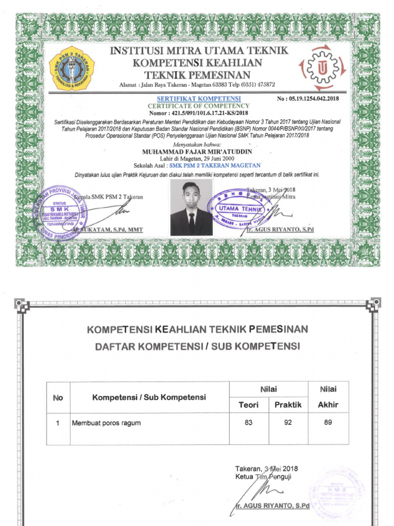 Sertifikat Kompetensi | PDF
