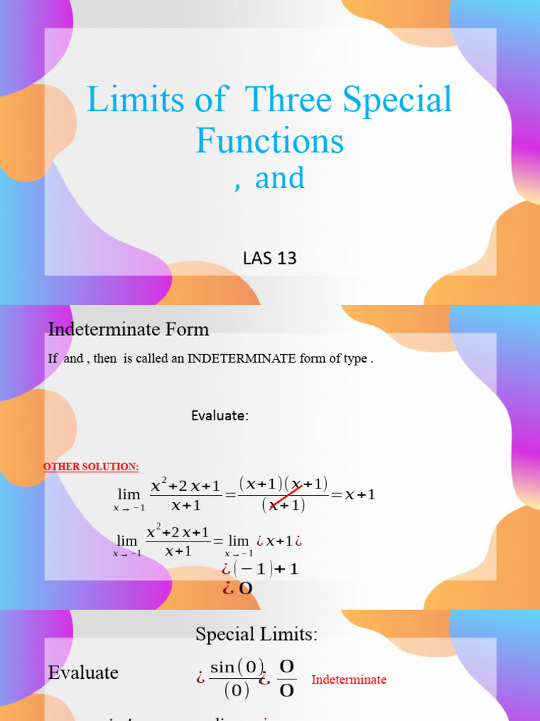 LAS 13-Limits of SPECIAL FUNCTIONS | PDF | Mathematical Analysis | Complex Analysis