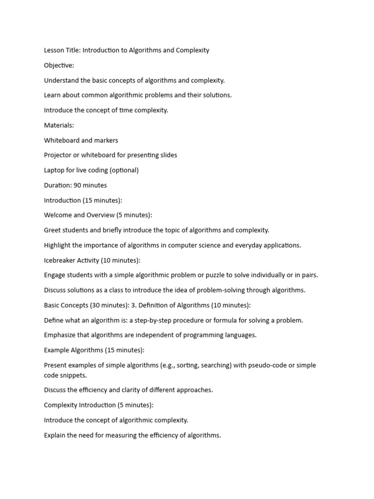 Lesson Title | PDF | Computational Complexity Theory | Algorithms