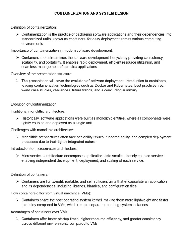 Containerization And System Design Pdf Computer Science Software