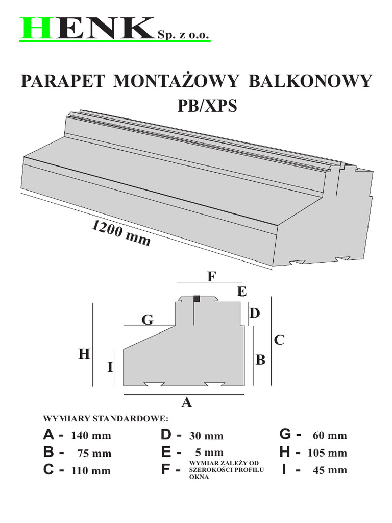Karta Katalogu - Parapet PB | PDF