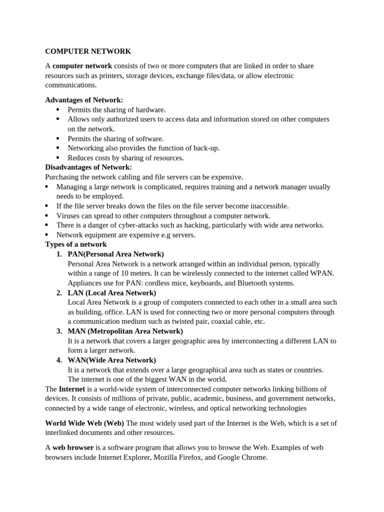 Computer Network and Internet Basics | PDF | World Wide Web | Internet ...