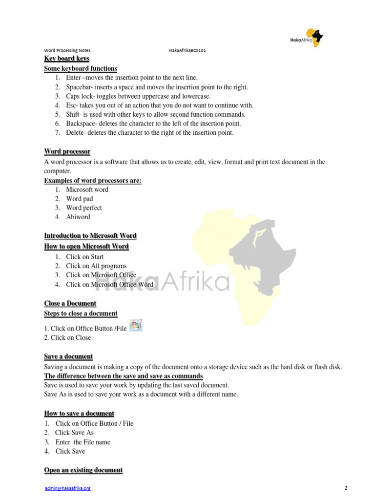 Word Processing Basics and Functions | PDF | Note (Typography ...
