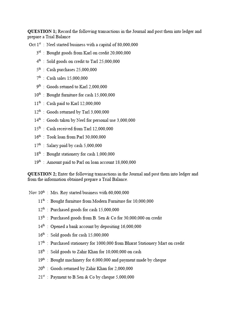 Class Question Pdf Debits And Credits Business Economics 