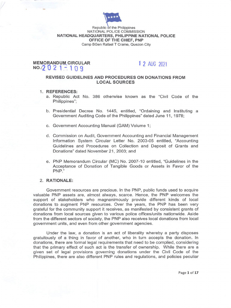 MC 2021 109 Donation From Local Sources | PDF