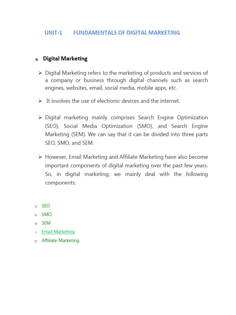 Digital Marketing Notes 1 | PDF | Advertising | Digital Marketing