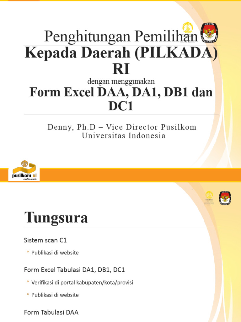 Presentasi PILKADA Dengan Form DA1, DB1 Dan DC1 | PDF | Komputer
