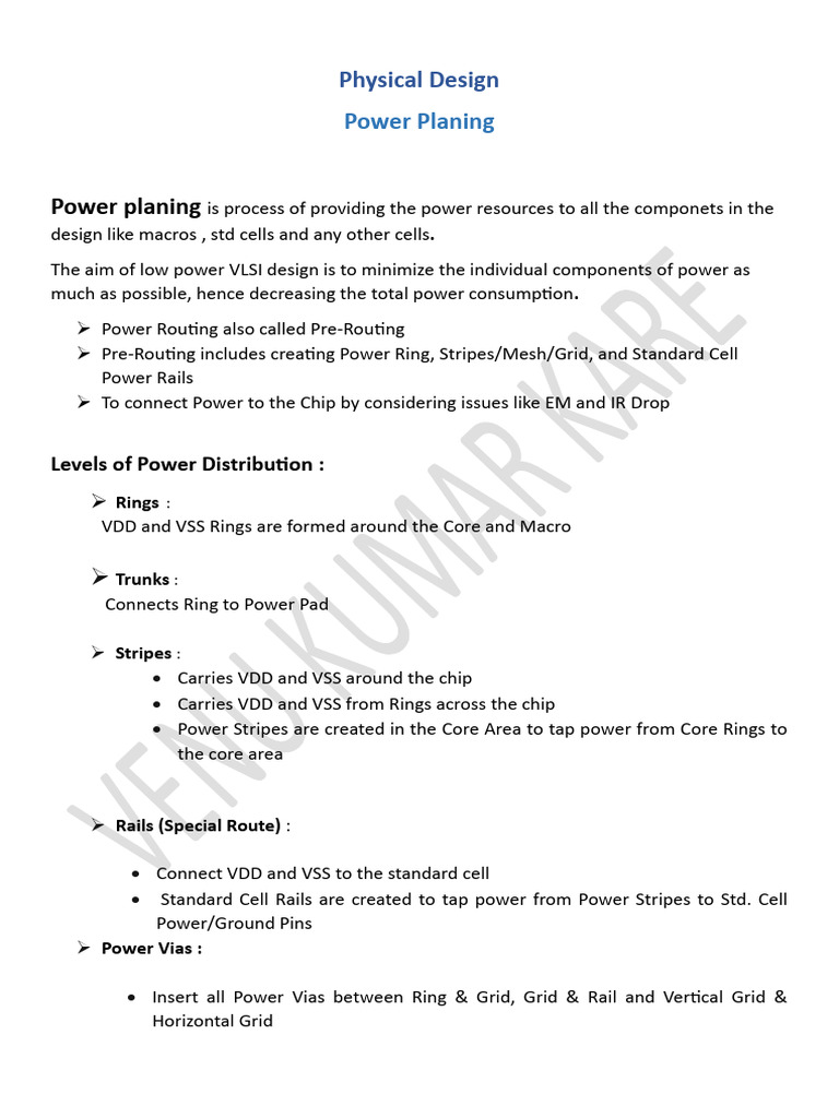 Power Planning in VLSI Design | PDF | Integrated Circuit | Field Effect ...