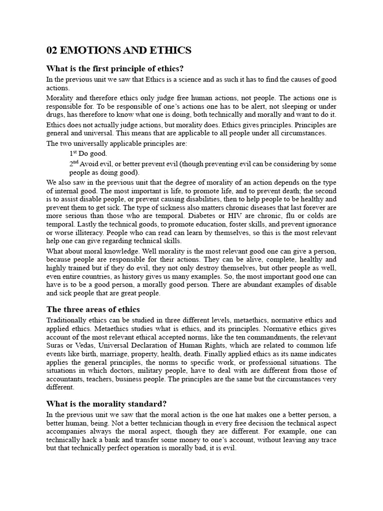 02 EMOTIONS AND ETHICS Part I | PDF | Psychology | Behavioural Sciences