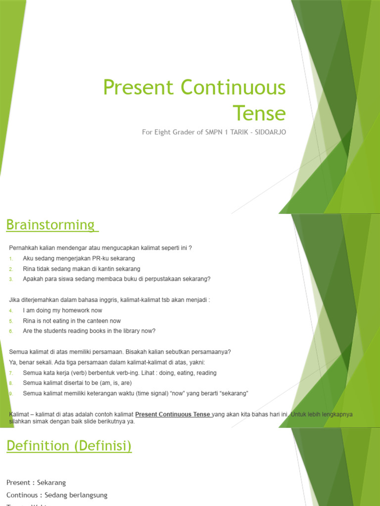 MATERI - Present Continuous Tense - VIII Grader | PDF