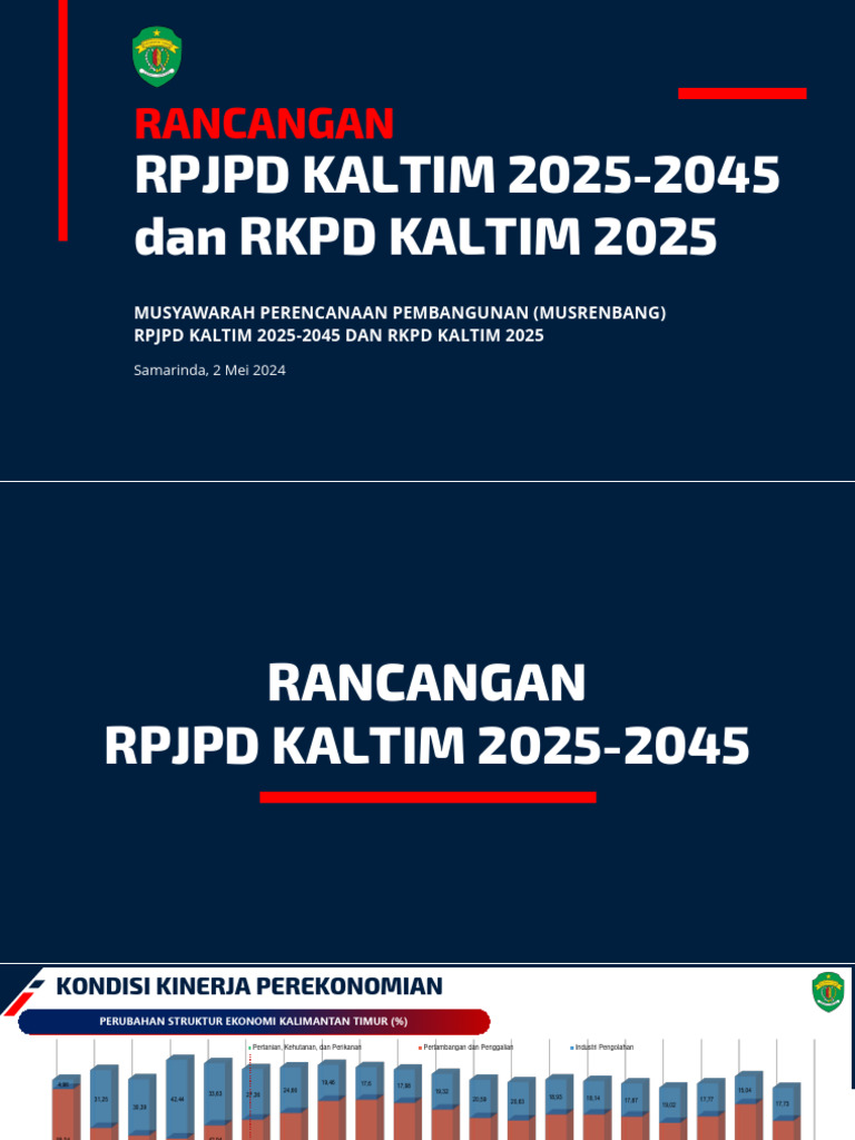 03 Paparan BAPPEDA KALTIM - Rancangan RPJPD 2025-2045 Dan RKPD Kaltim 2025 | PDF