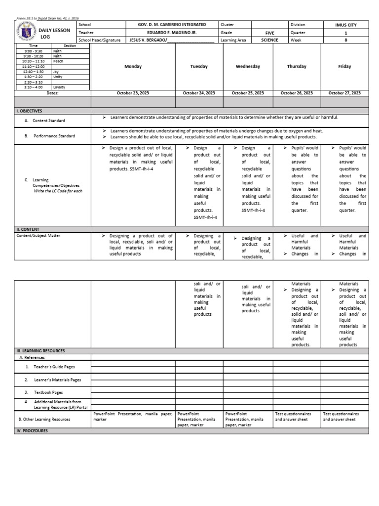 DLL in Science Q1 W8 | PDF | Cognitive Science | Human Communication